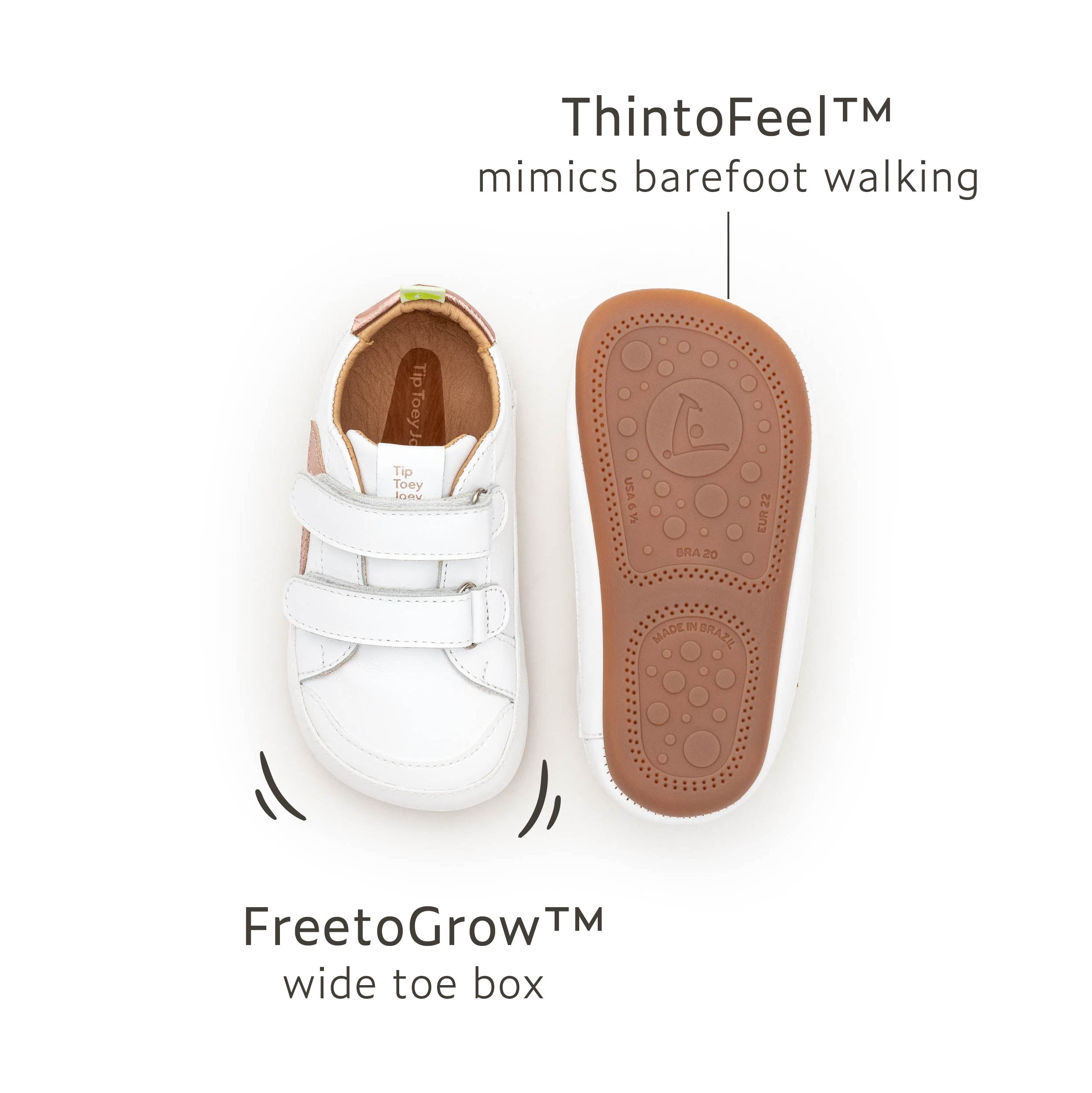 Tip Toey Joey Baby Shoes | Hopper - White / Rose Gold – The Elly Store