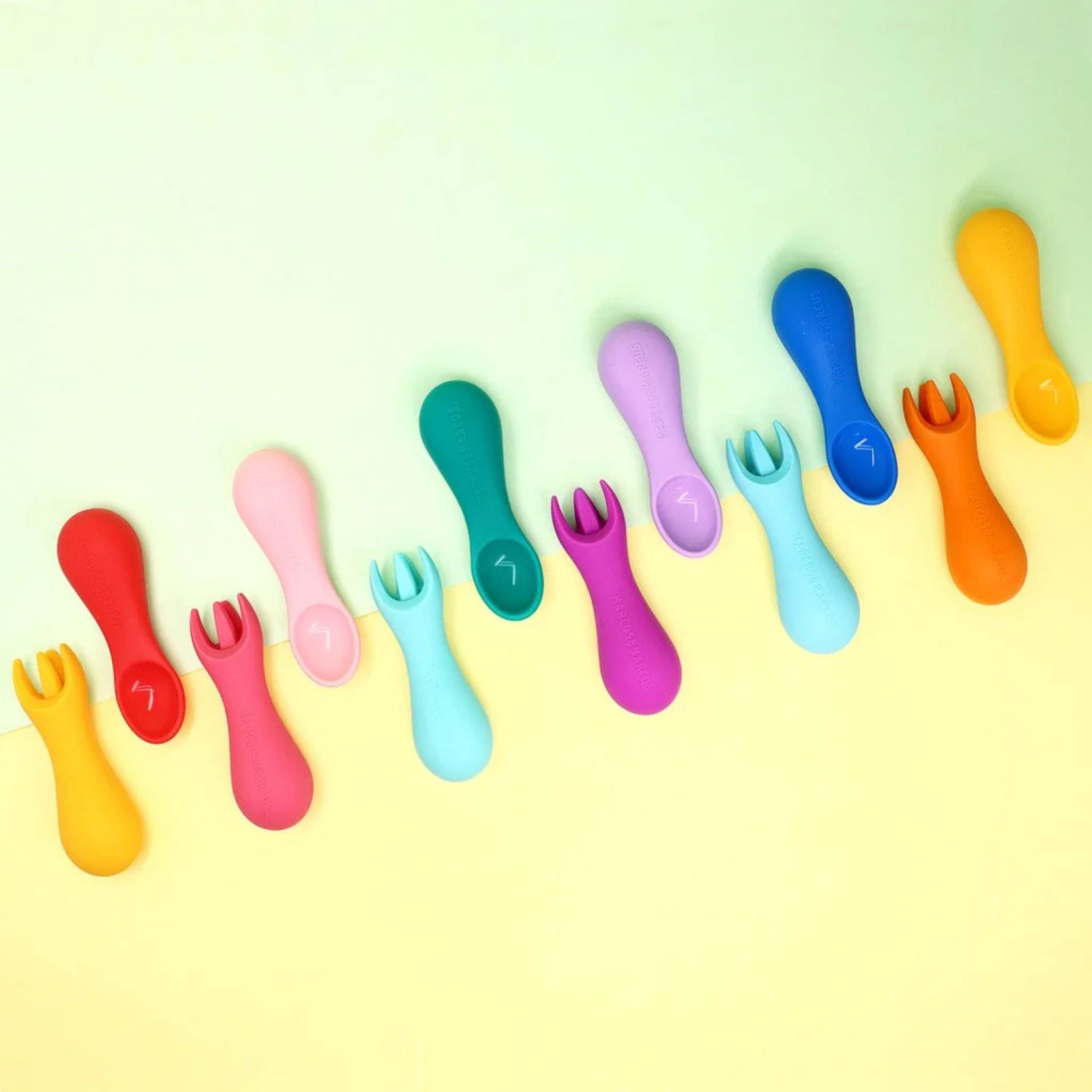 Silicone Palm Grasp Spoon & Fork Set for Easy Eating